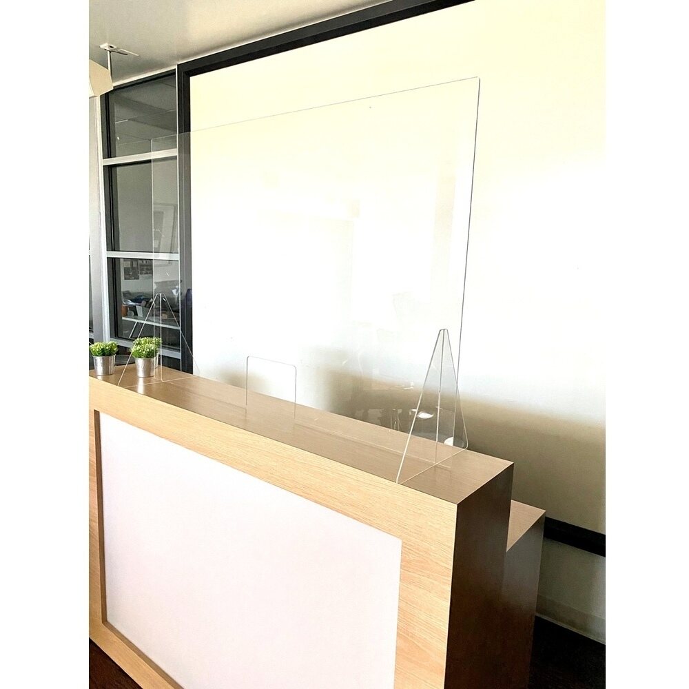 Reception Desk Sneeze Guard Shield Counter Barrier - 45.25" Wide X 31.5 ...